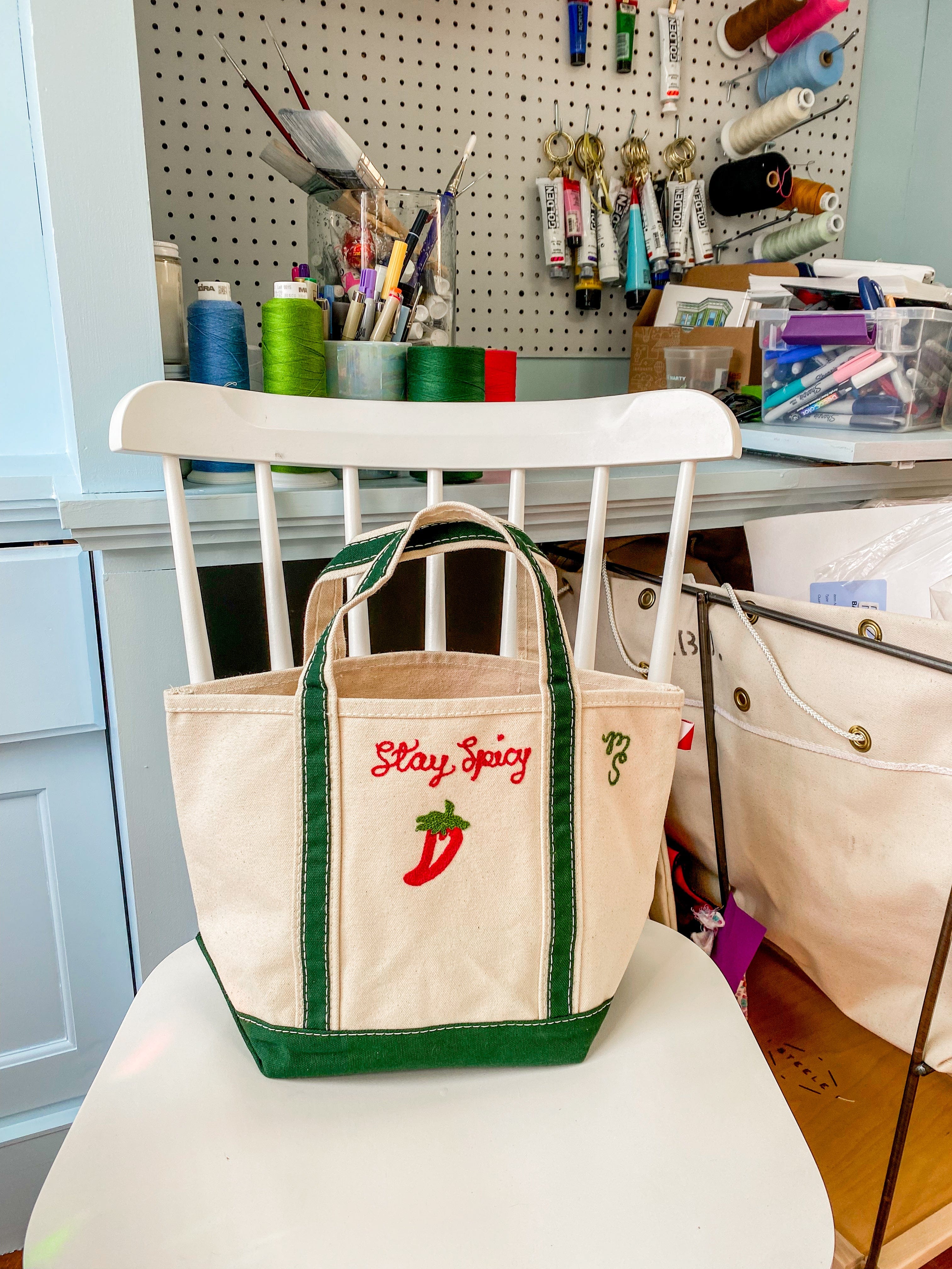 Mini Open Top “Stay Spicy” Tote – Maker / Scholar